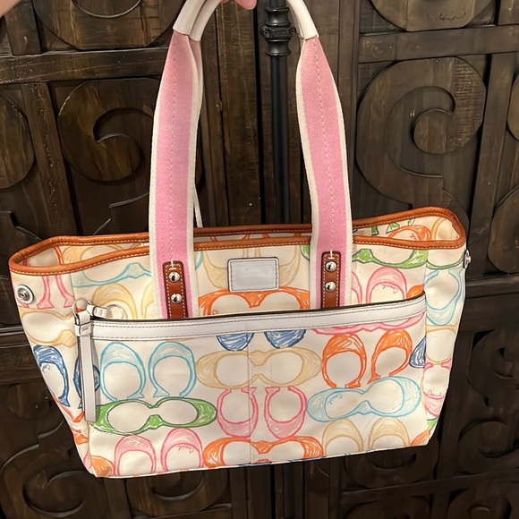 Coach | Bags | Coach Hampton Scribble Pastel Tote Bag | Poshmark